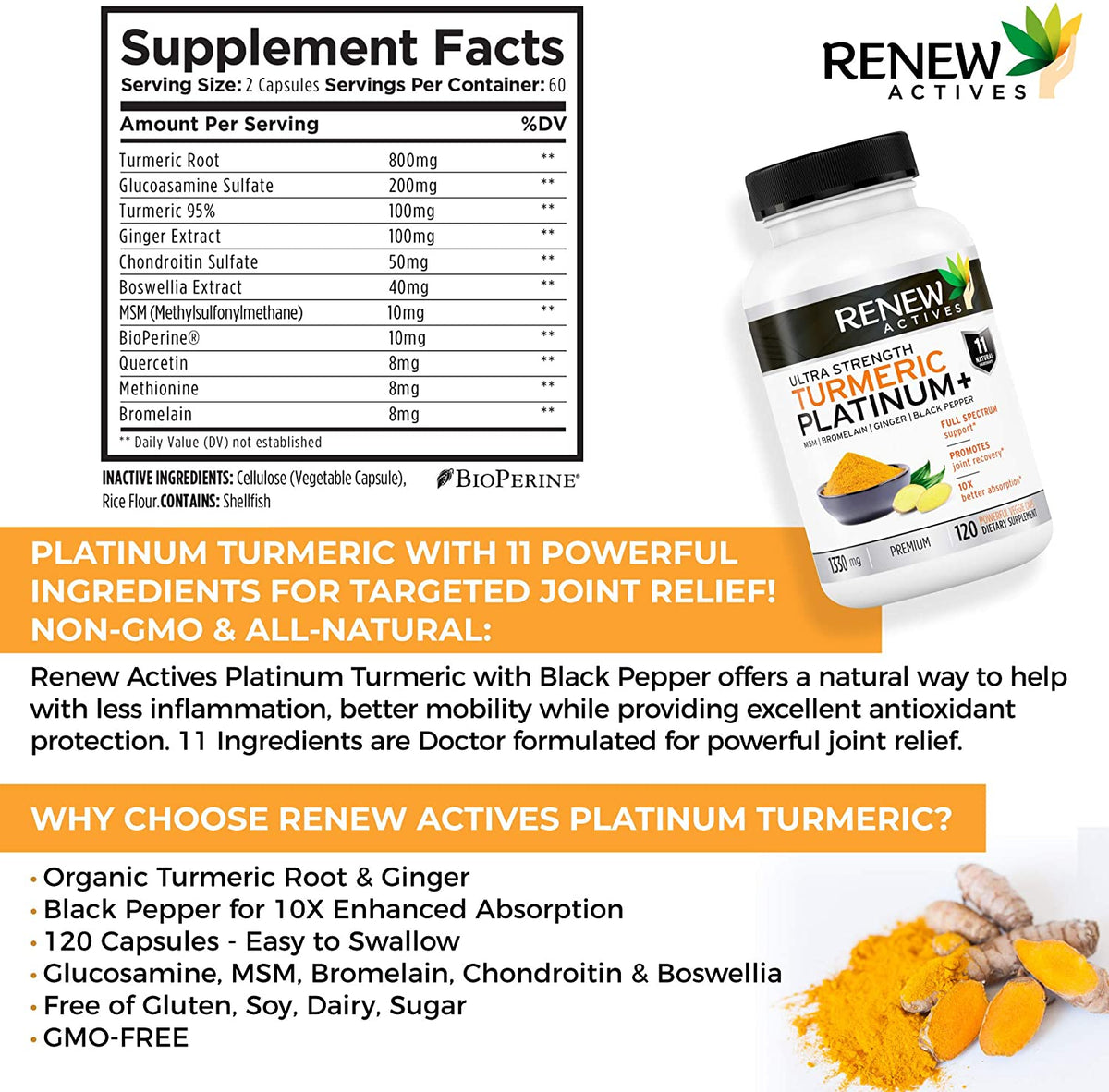 Turmeric Platinum 11 Ingredients - 120 Capsules – Renew Actives US